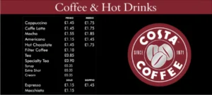 Costa Coffee Menu Latest Prices UK 2025