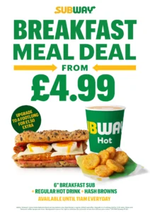 Subway Breakfast Menu Latest Prices UK 2024