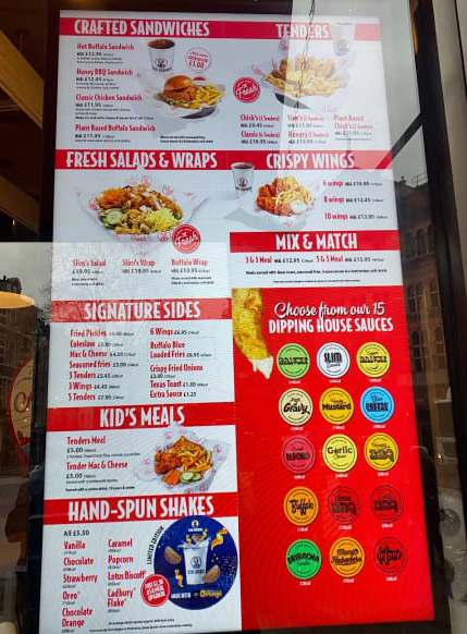 Slim Chickens Menu Latest Prices UK 2025