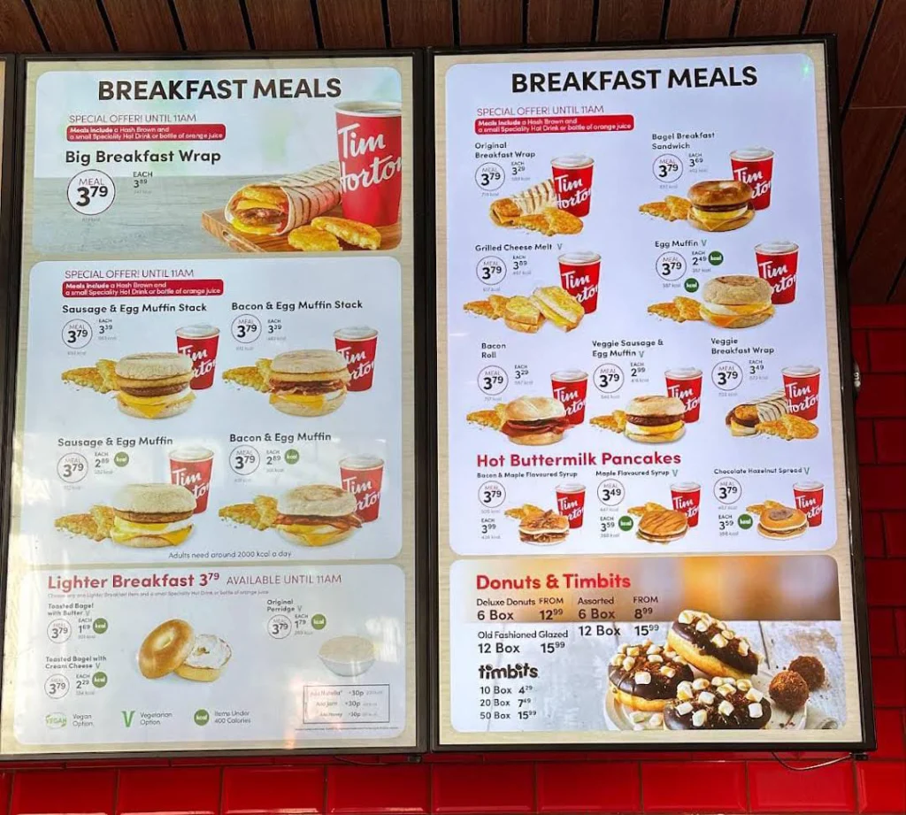 Tim Hortons Breakfast Menu Latest Prices UK 2025