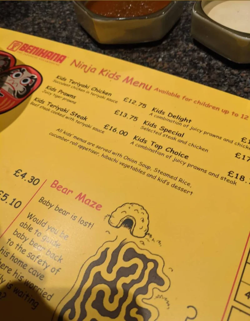 Benihana Menu Latest Prices UK 2024