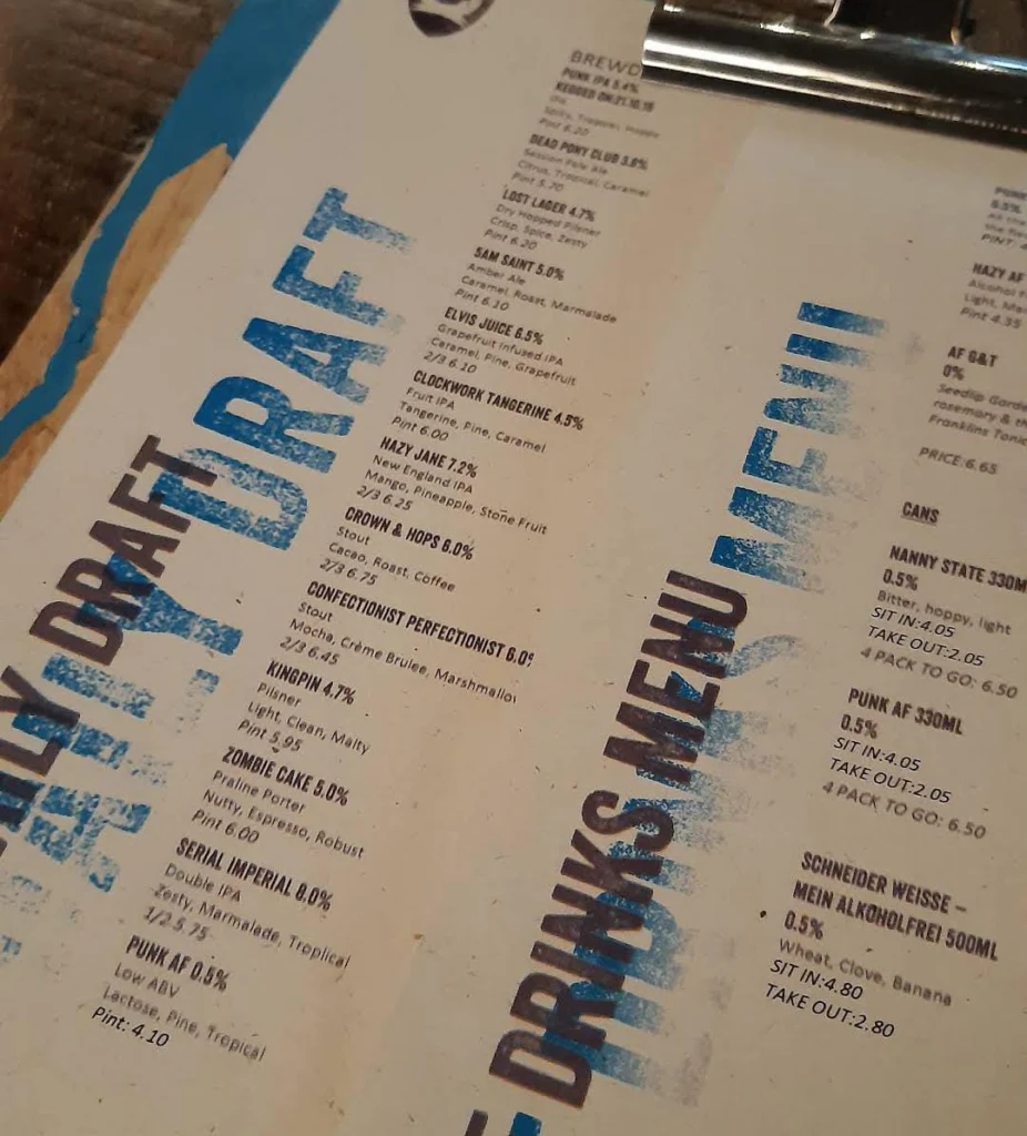 Brewdog Menu Latest Prices UK 2025