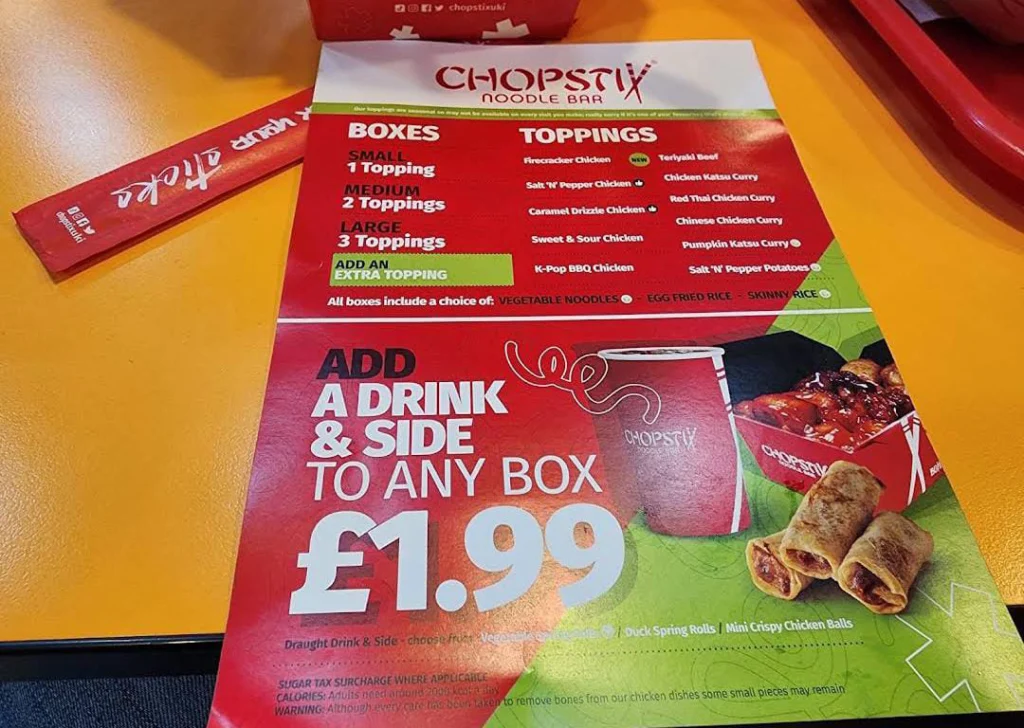 Chopstix Menu Latest Prices UK 2024