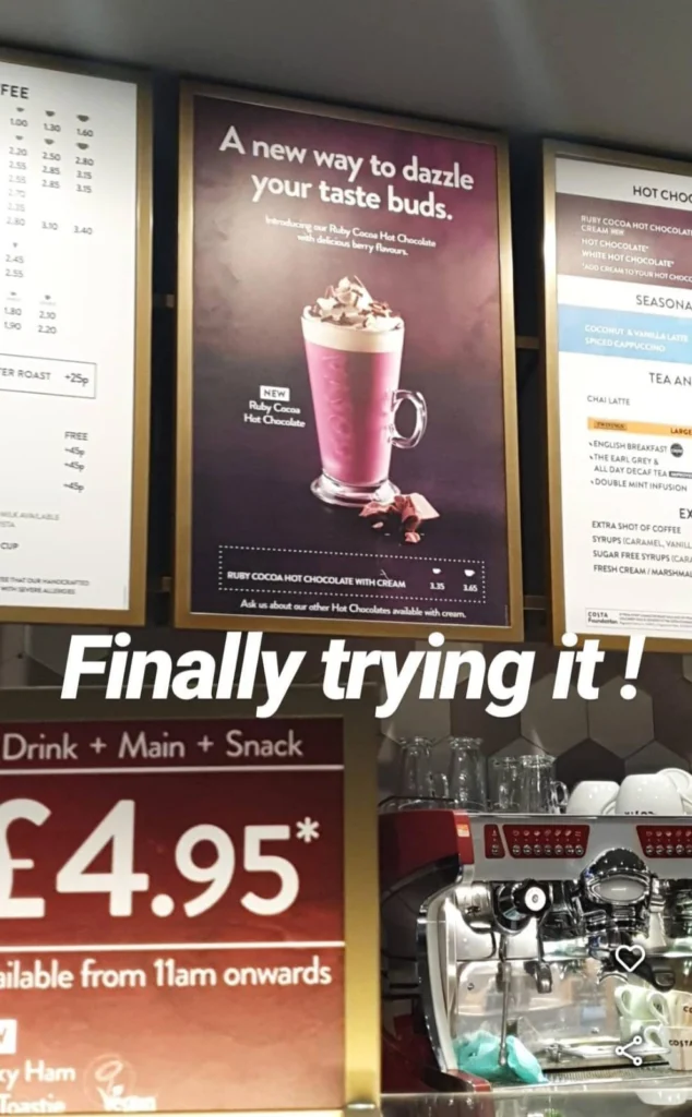 Costa Coffee Menu Latest Prices UK 2025