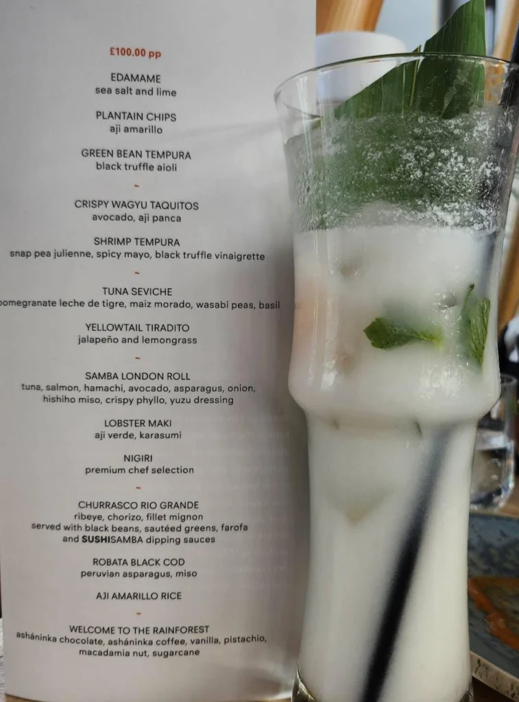 Sushi Samba Menu Latest Prices UK 2025